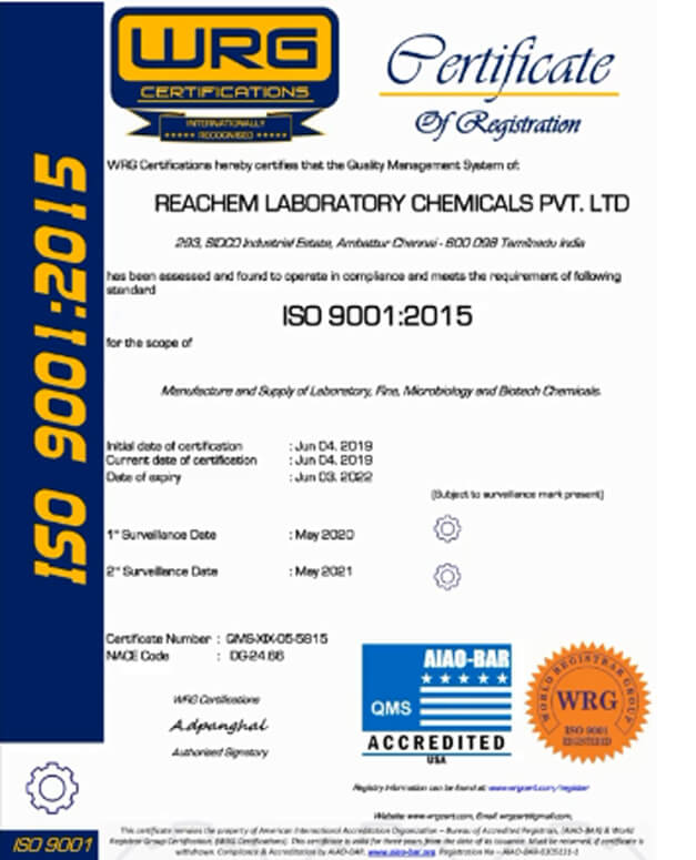 Quality Control |ISO Certified Chemical Company | Reachem Chemicals